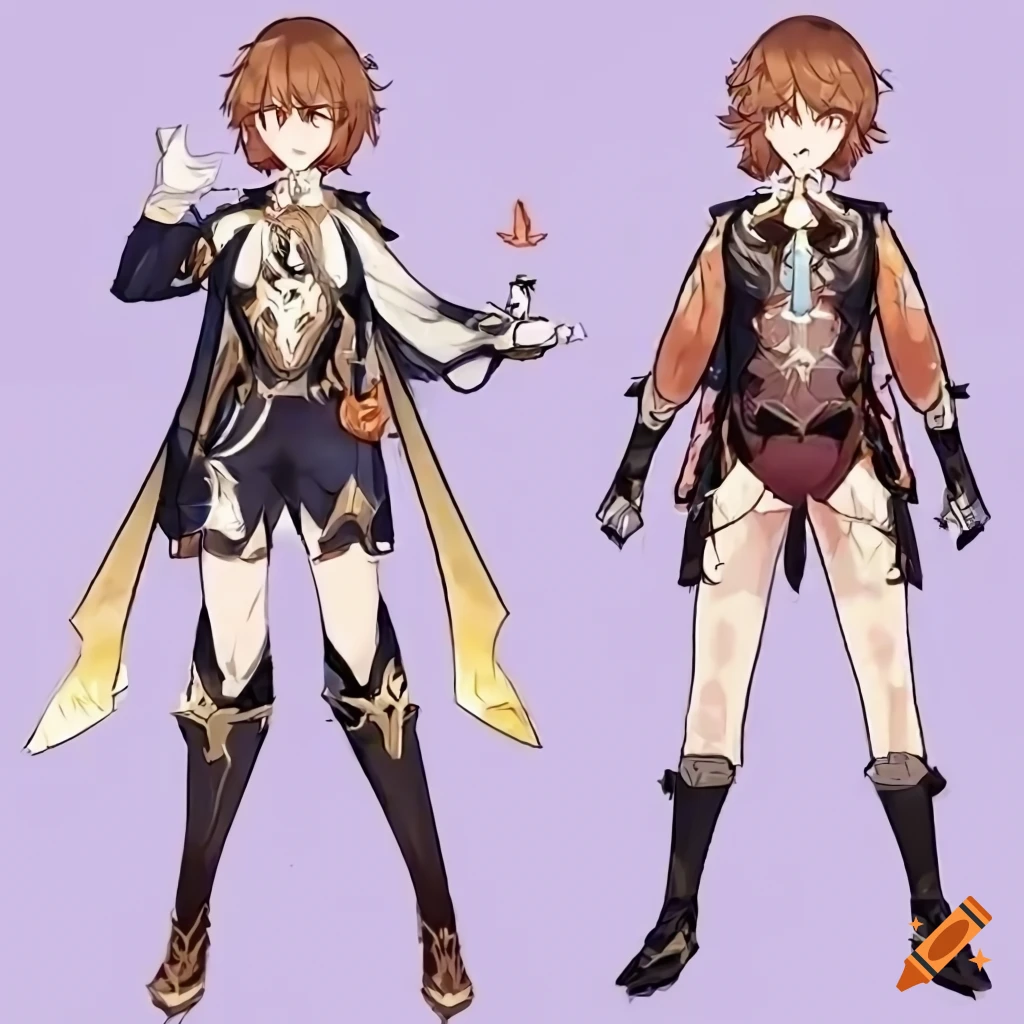 Full-body character design sheet for genshin impact on Craiyon