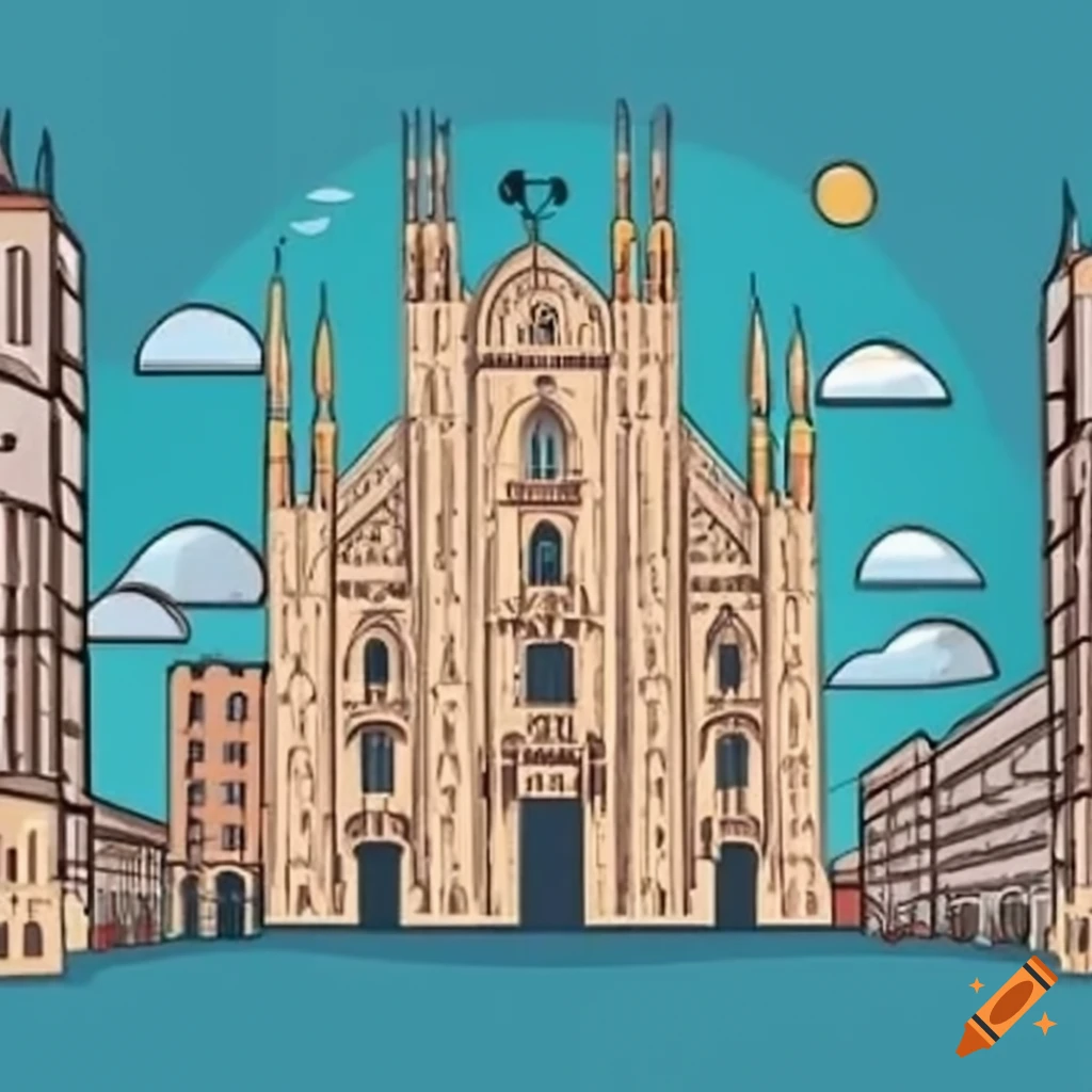 Duomo di milano in the style of 'mr men' cartoon on Craiyon