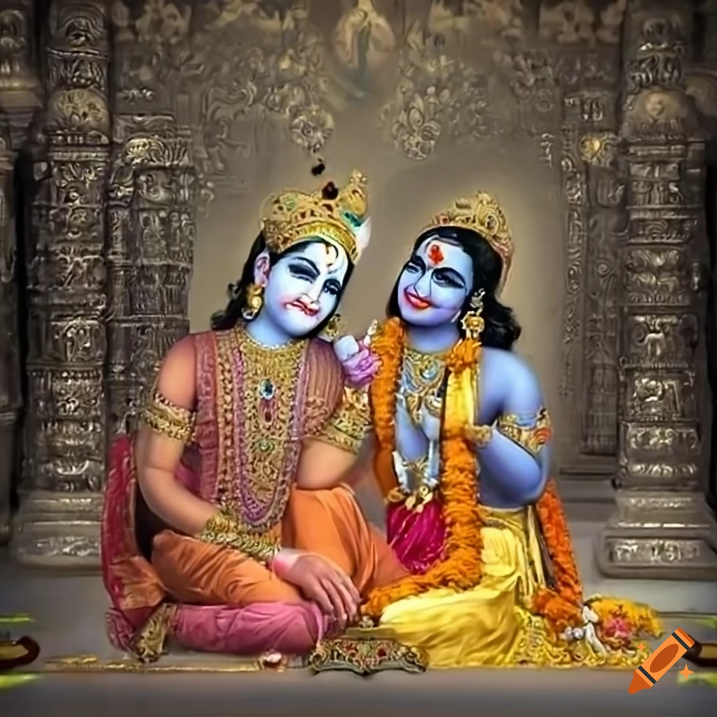 Lord krishna consoling a crying devotee on Craiyon