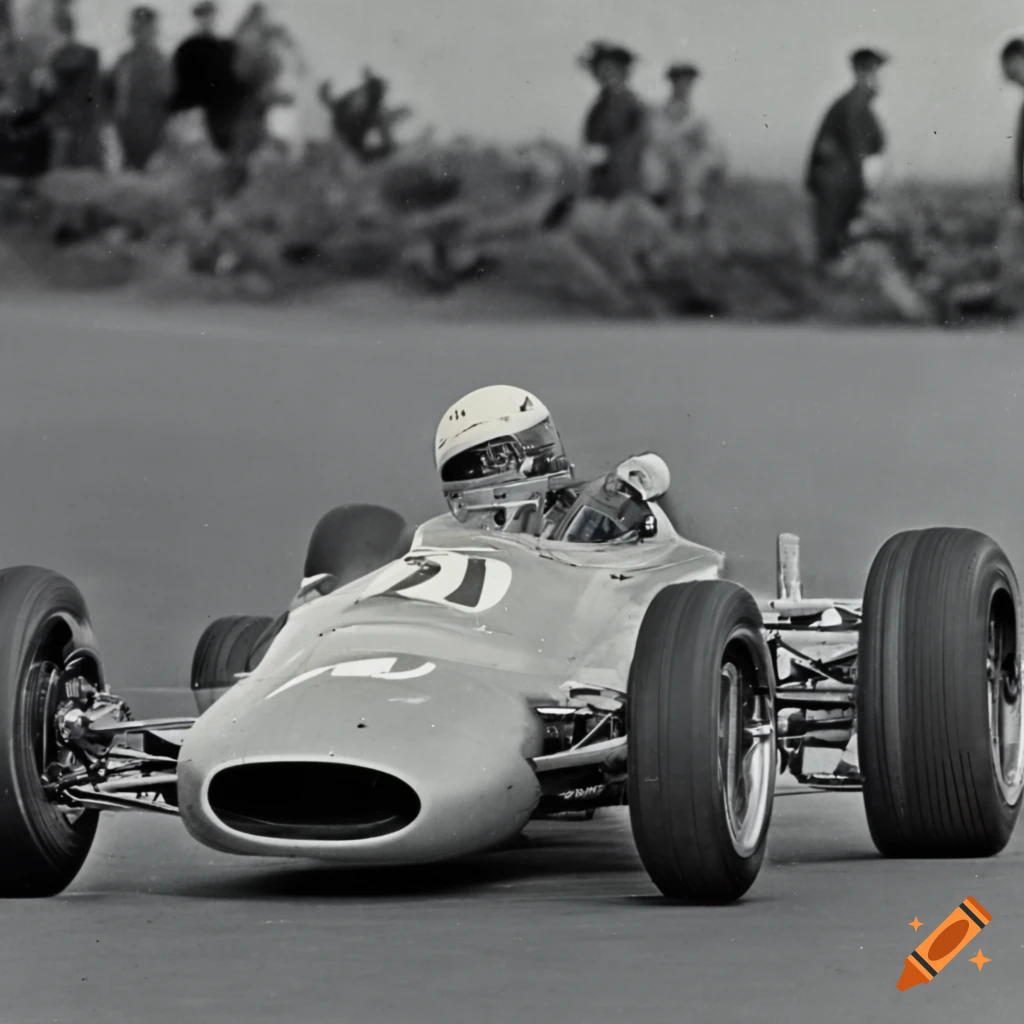 Vintage f1 competition car racing in the 1960s on Craiyon