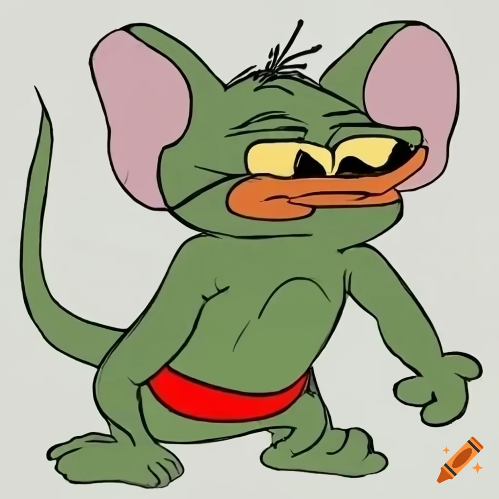 Jerry from Tom and Jerry drawn in Pepe the Frog style on Craiyon