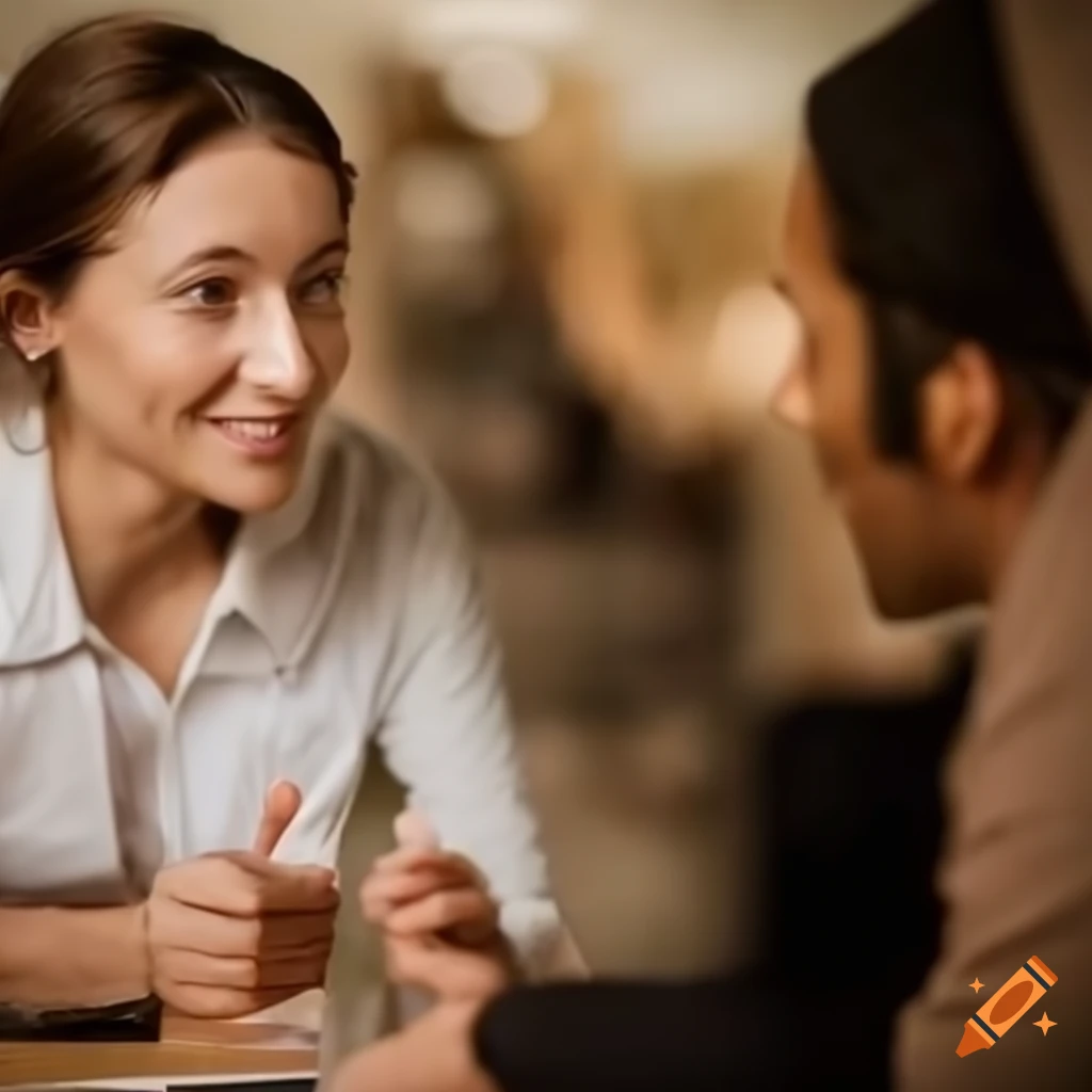 Professional feedback meeting between two individuals on Craiyon