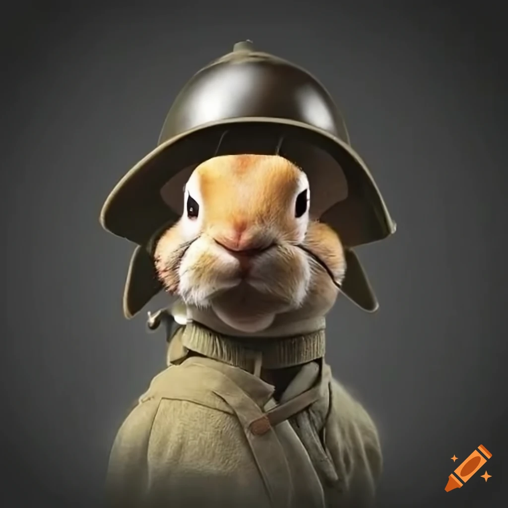 Rabbit with a ww2 helmet on Craiyon
