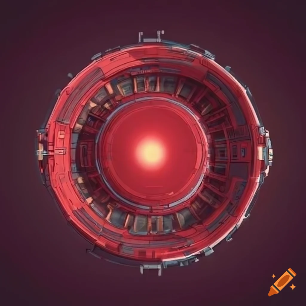 Iconic red 2d circular spaceship design on Craiyon