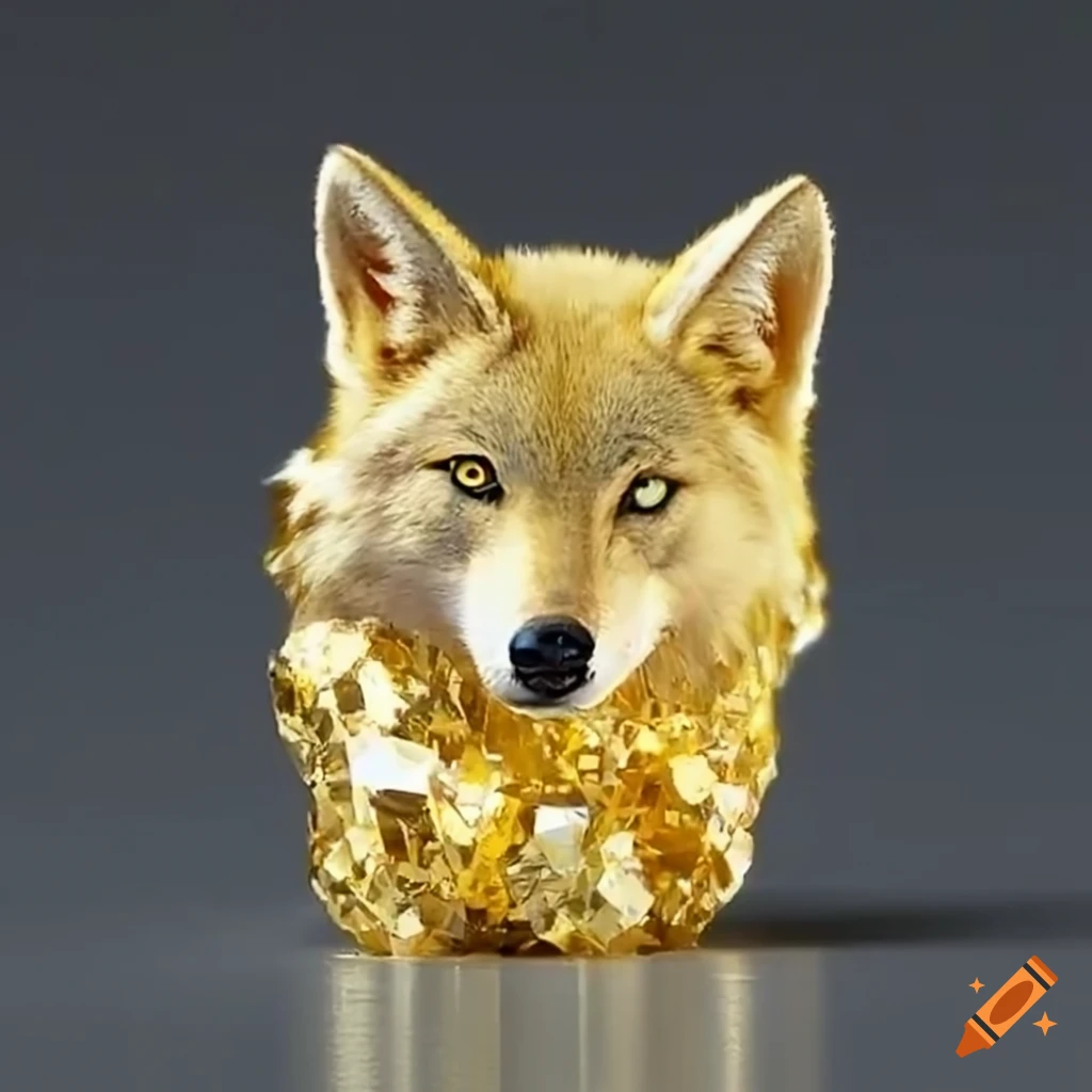 Golden wolf made from crystal on Craiyon
