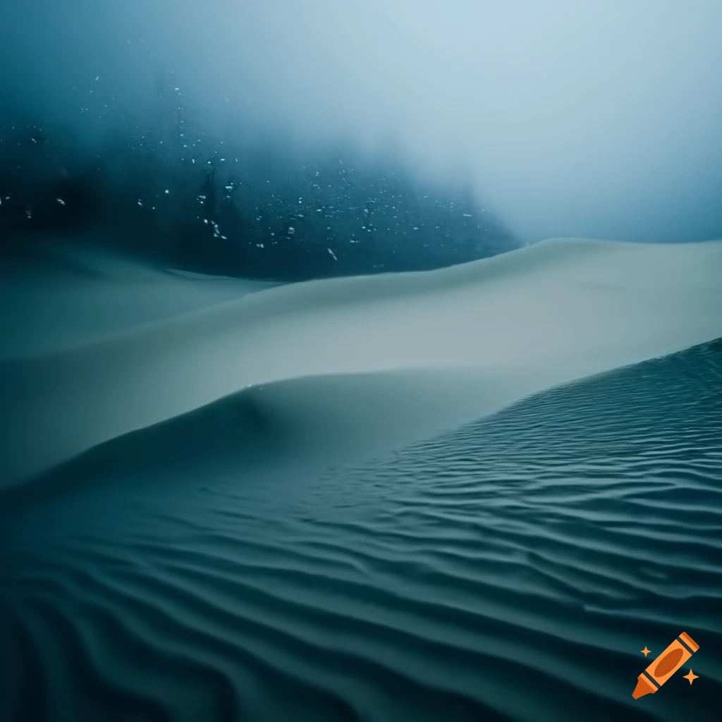 Wet sand dunes under the rain on Craiyon