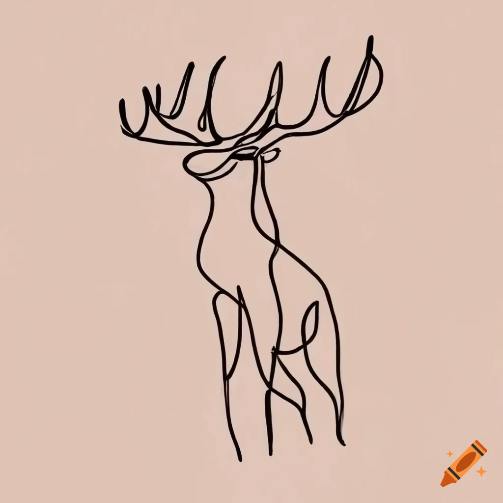 Simple one-line drawing of an elk on Craiyon