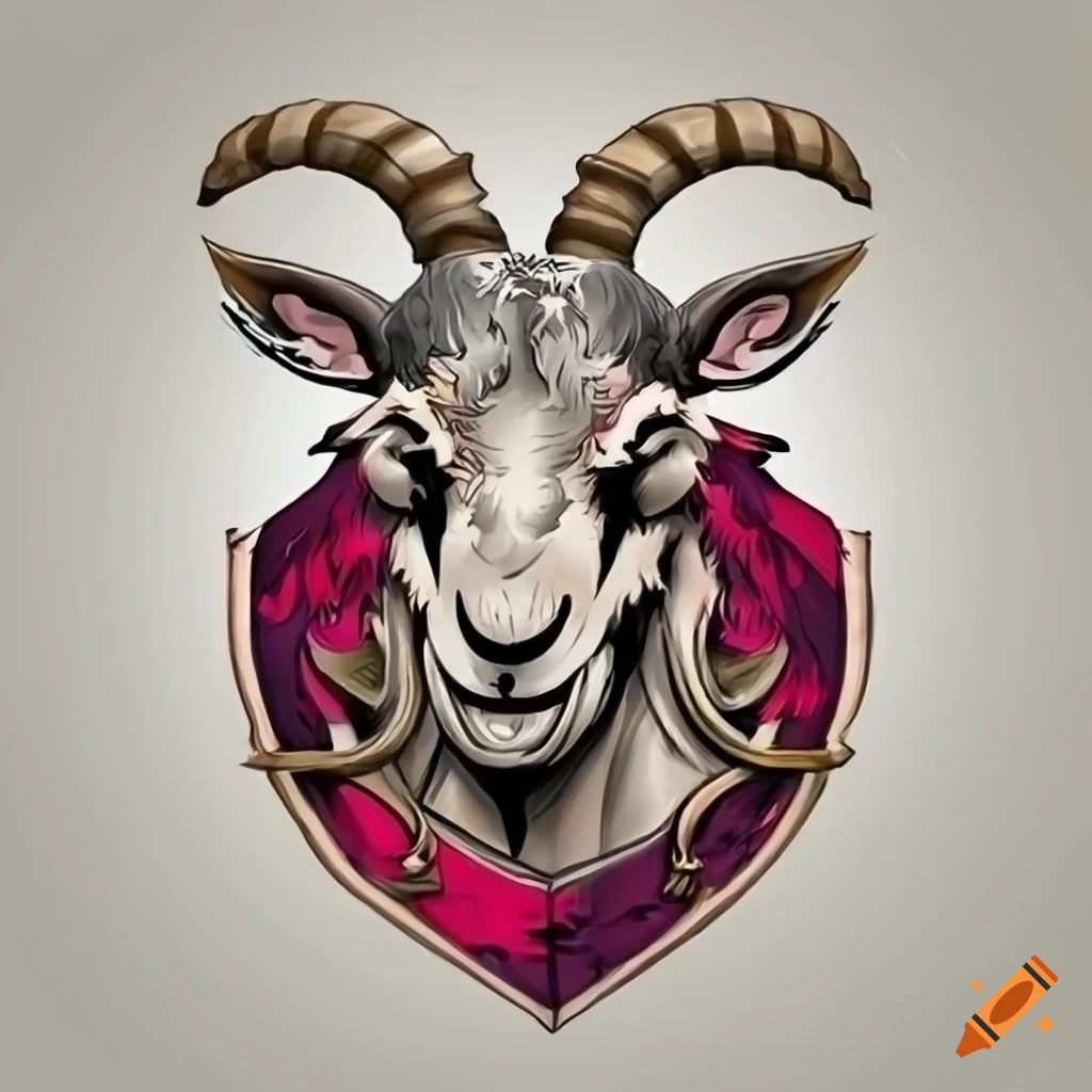 Arcane style crest with a crazy angry goat family on Craiyon