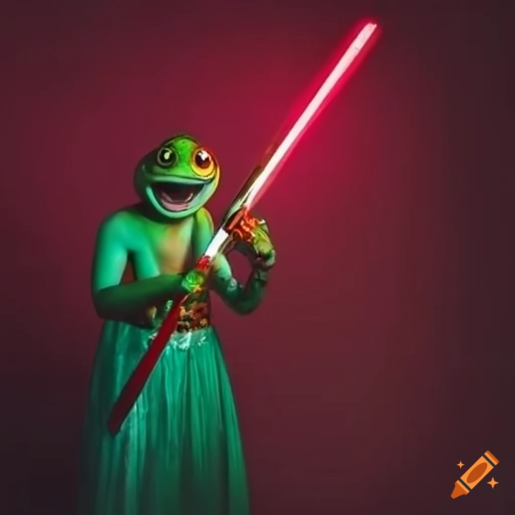 Frog man with laser sword on Craiyon