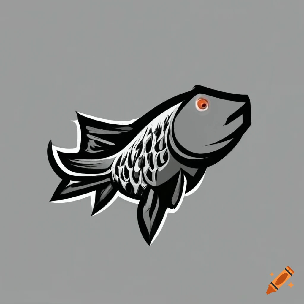 Clean and minimalist carp mascot logo with angular eyes in autumn and ...