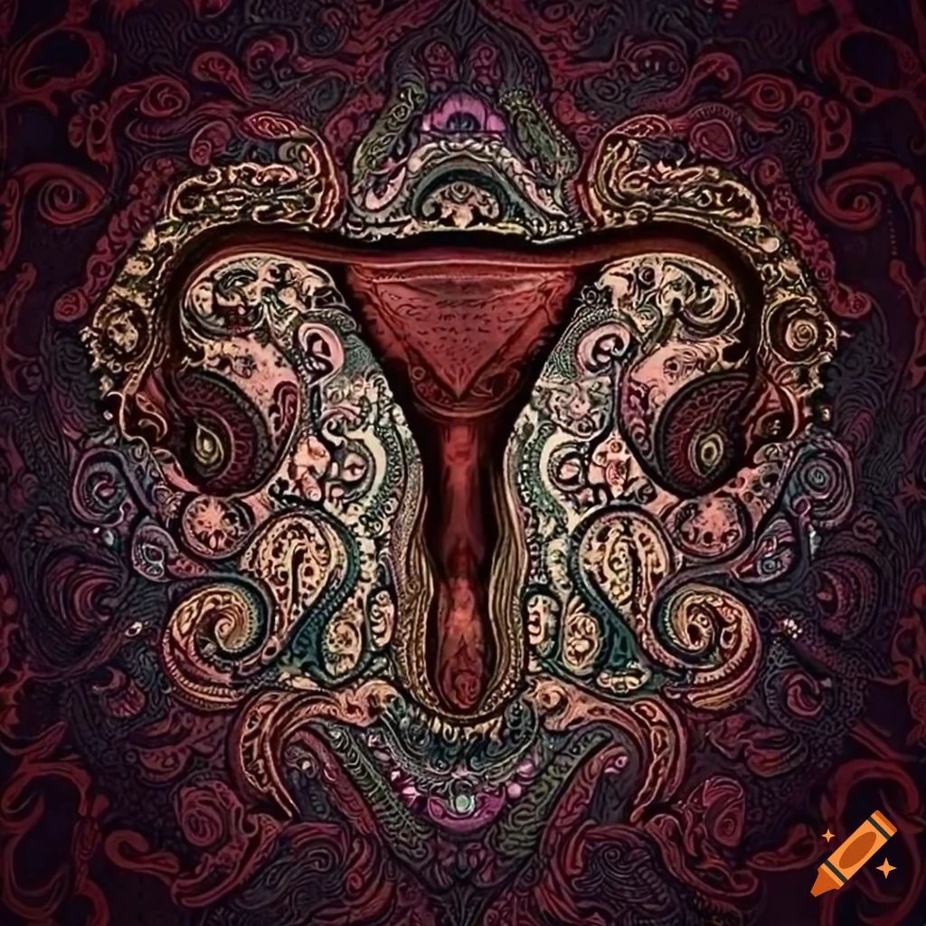 Design with intricate uterus-shaped Paisley motifs on Craiyon