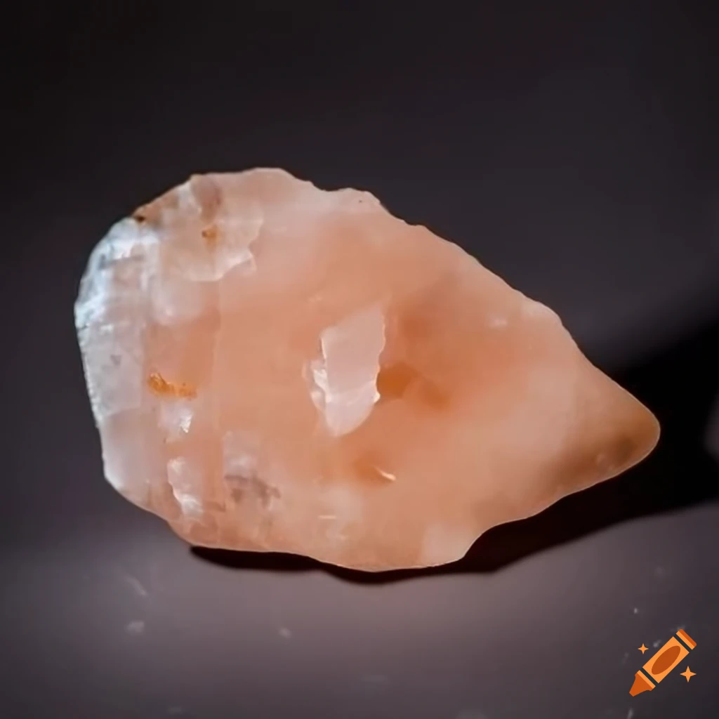 Close-up of raw peach-colored moonstone gem on Craiyon