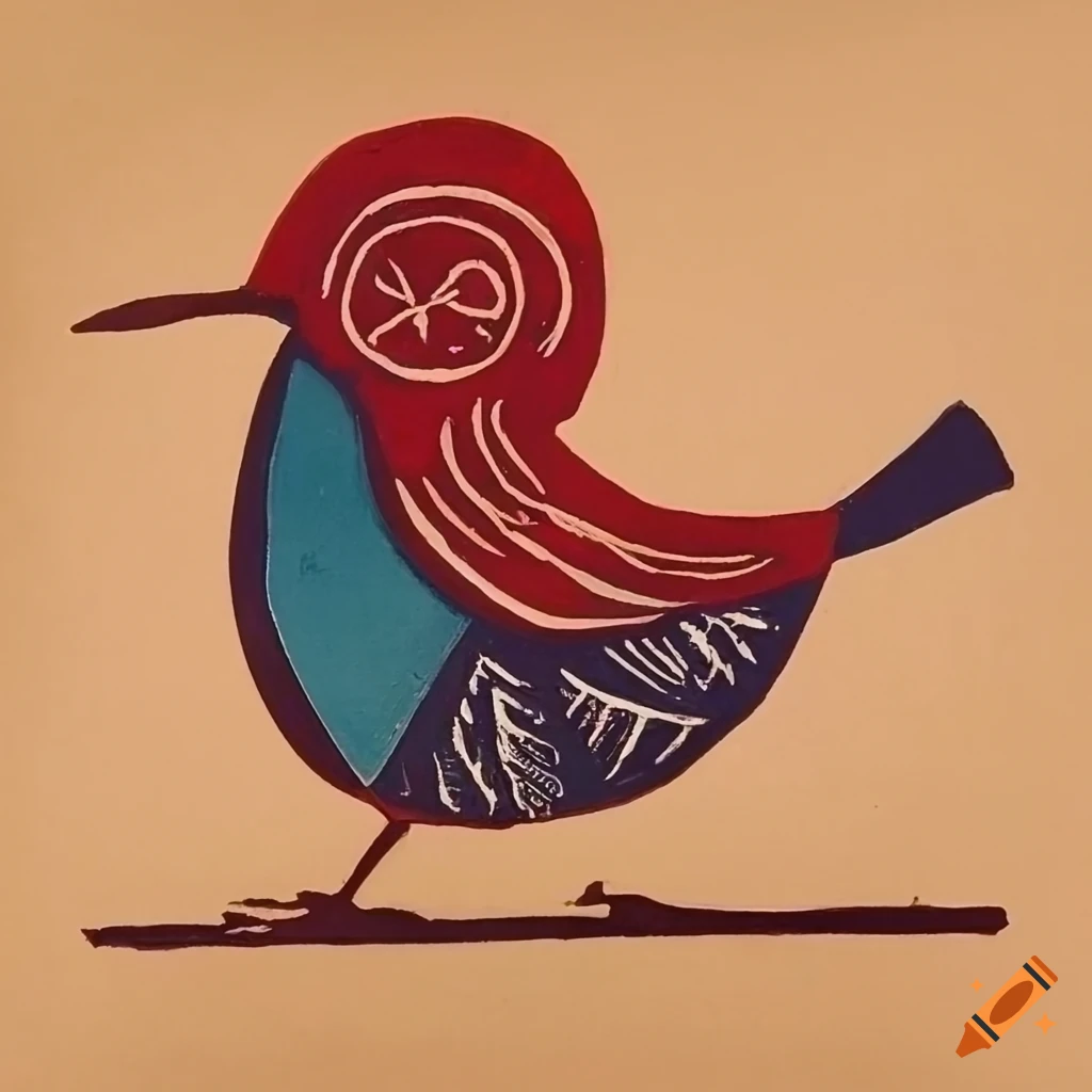Flying bird linocut art on Craiyon
