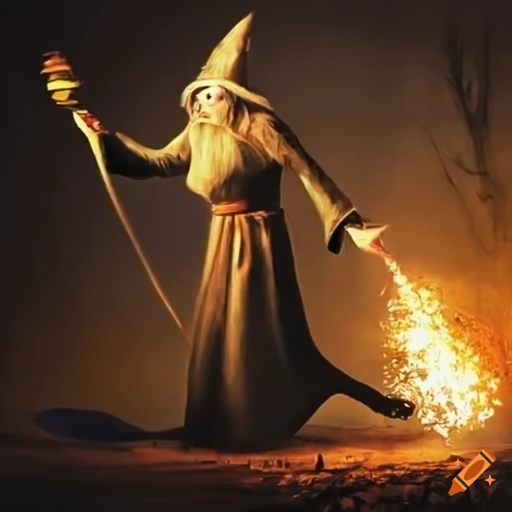 Wizard riding a broomstick on Craiyon