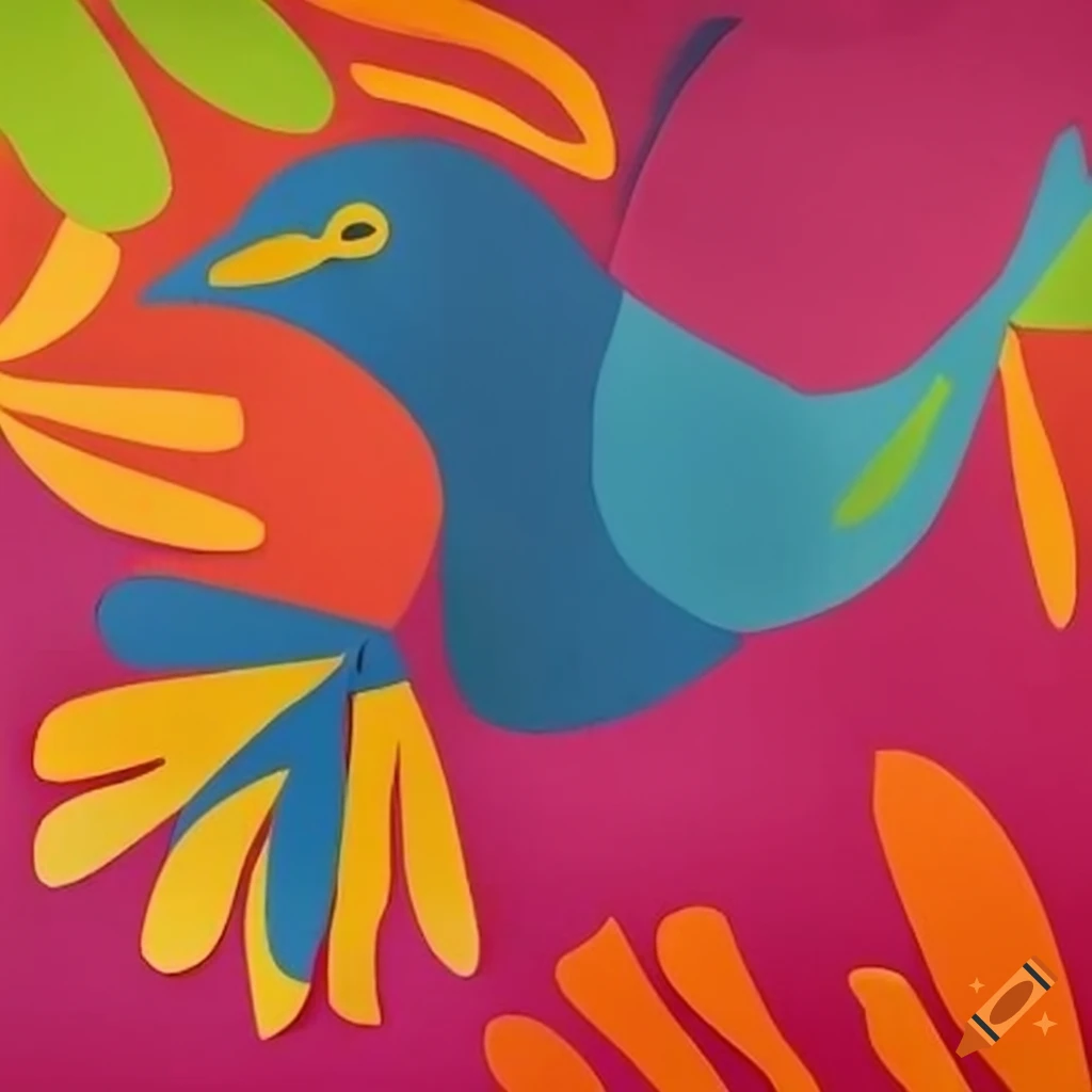 Flying bird matisse cut paper art on Craiyon