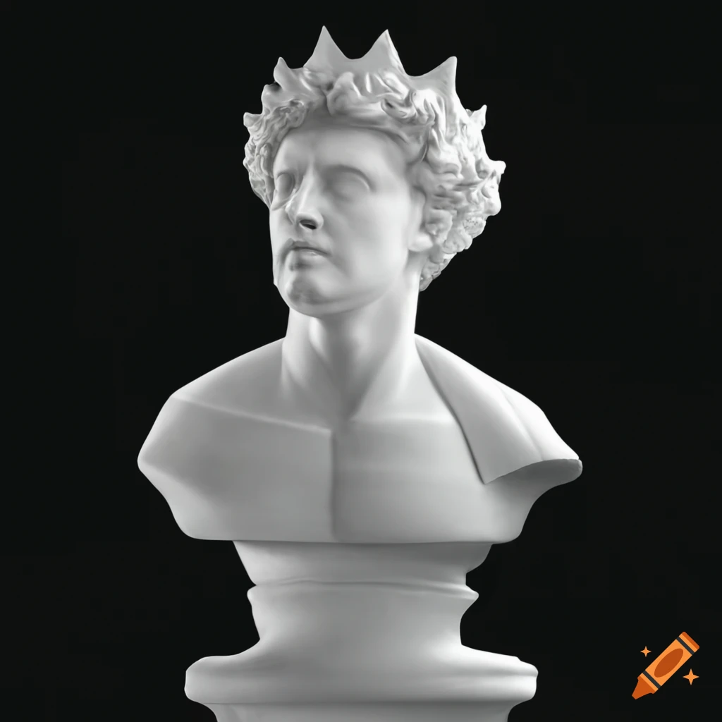 Hyper realistic marble bust of a king looking up on Craiyon
