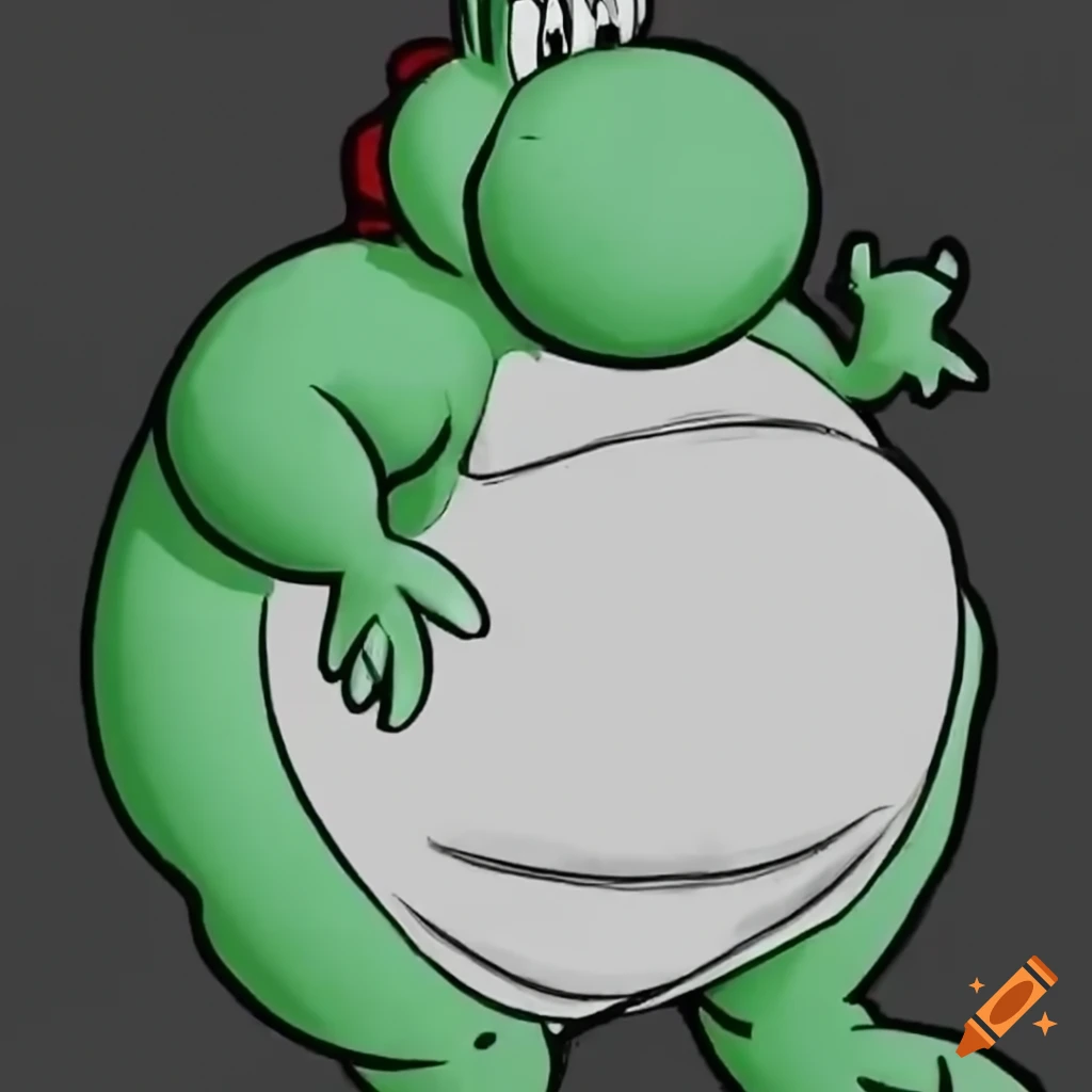 Detailed vivid depiction of Yoshi with green body from Super Mario Bros ...
