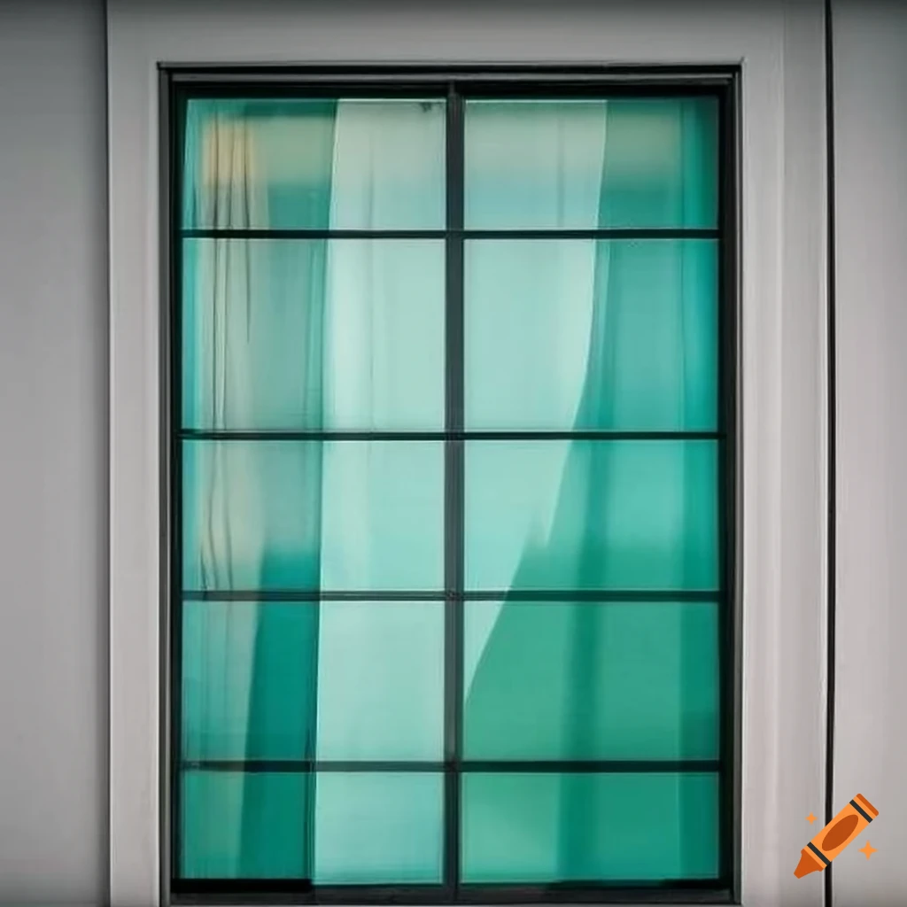 Motel glass sliding door with curtains in a vintage video game style on ...