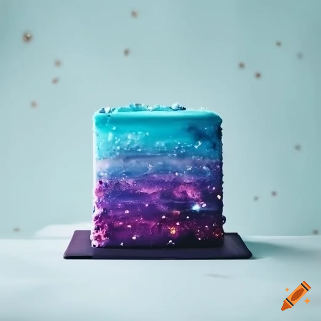 Galaxy themed rectangle cake on Craiyon