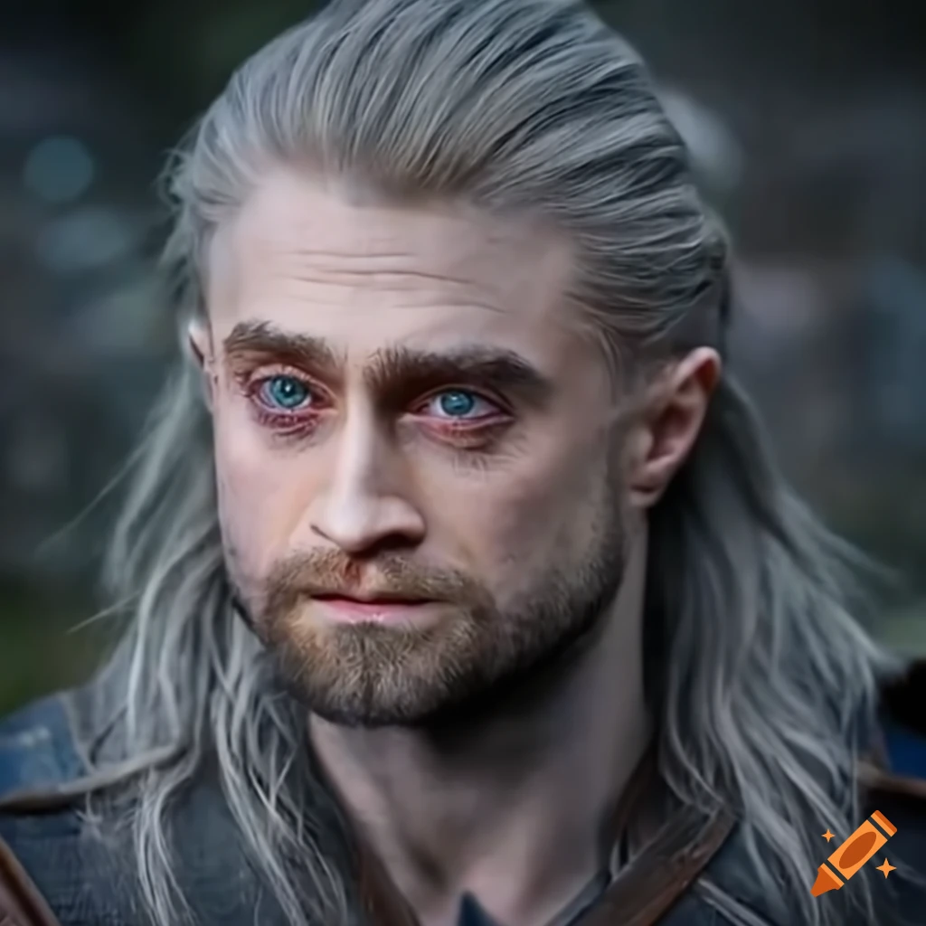 Daniel Radcliffe as Geralt of Rivia in The Witcher universe on Craiyon