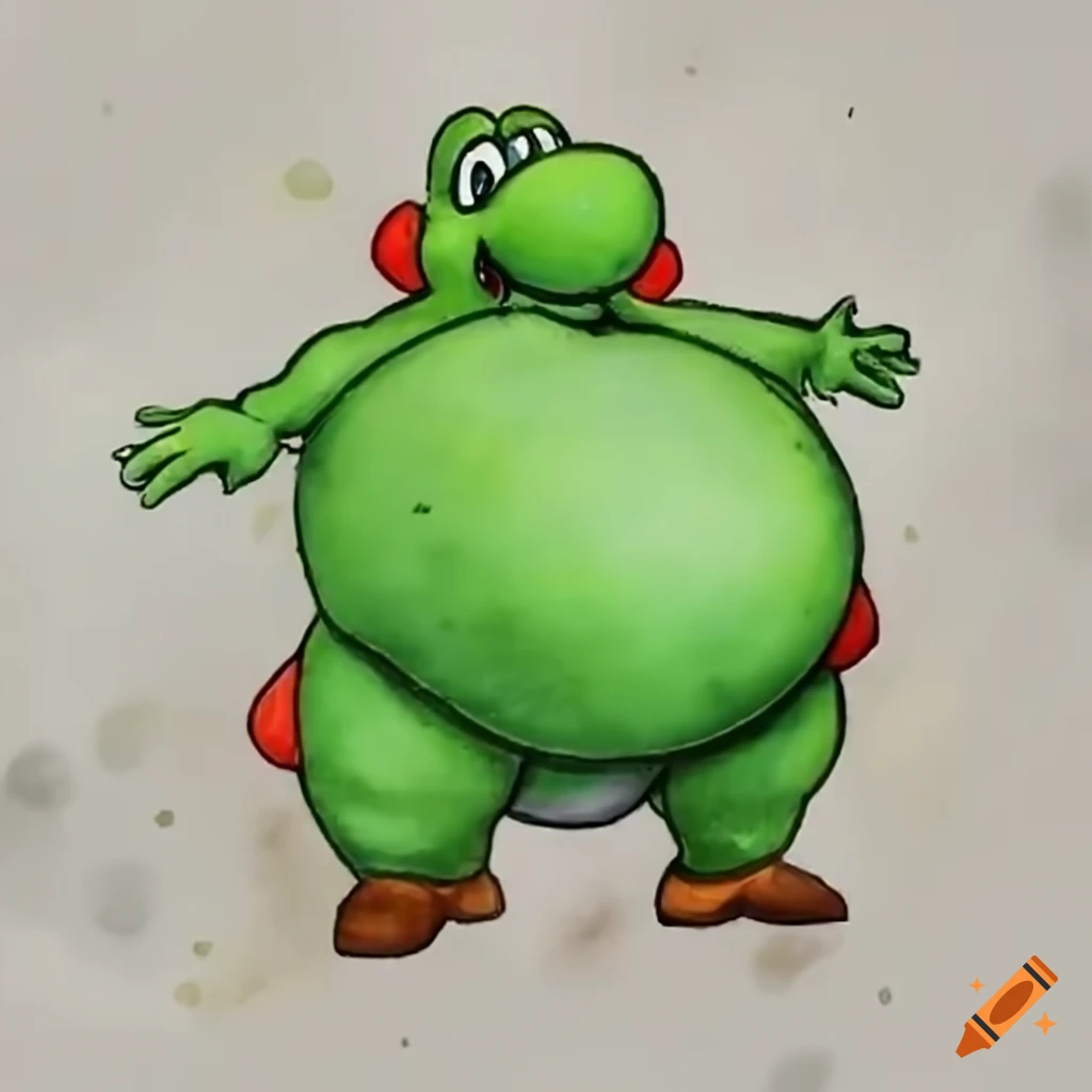 Detailed and vivid green Yoshi from Super Mario Bros. series on Craiyon