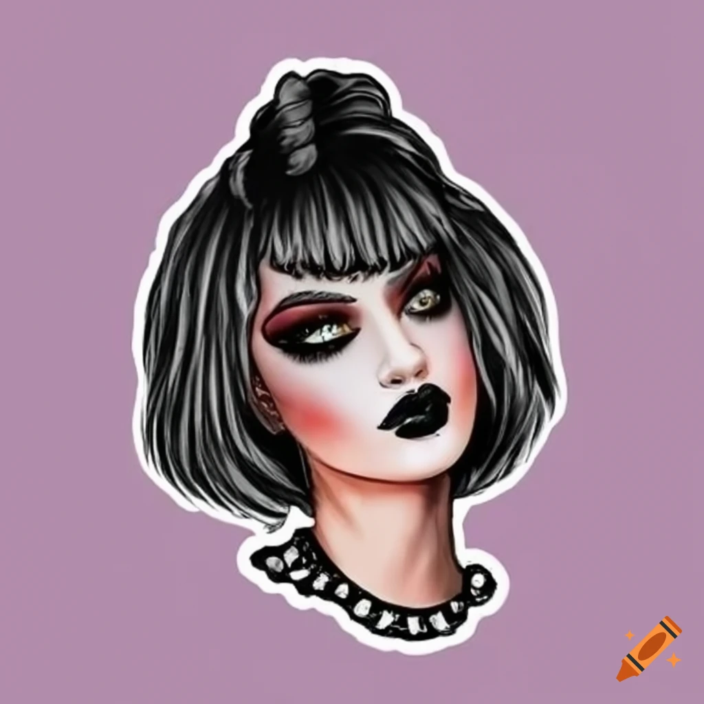Goth babe sticker design on Craiyon