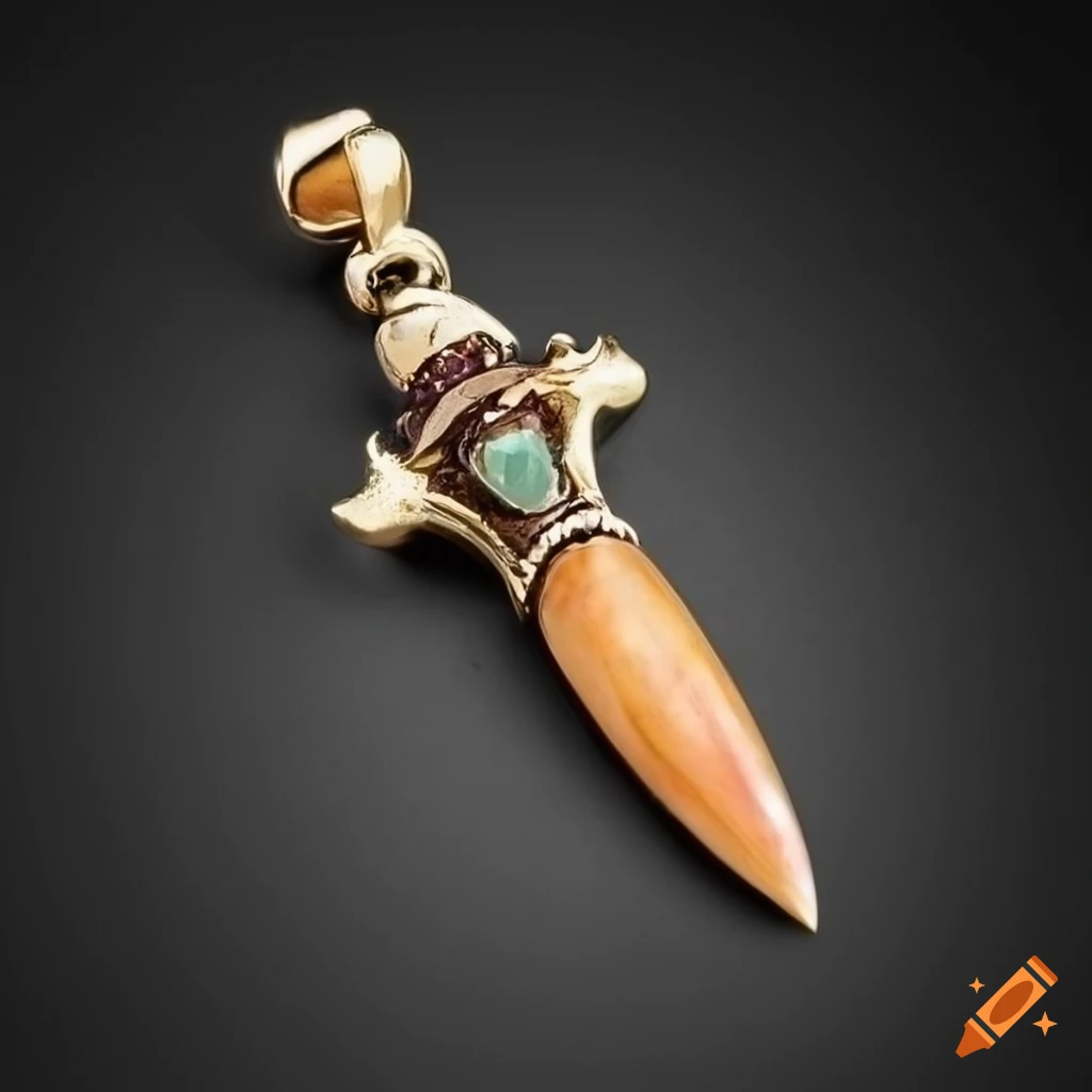 Dagger pendant with tan gemstone on Craiyon