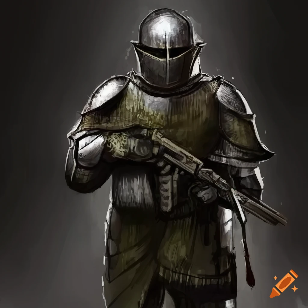 Tactical soldier in a knight-inspired armor concept art on Craiyon