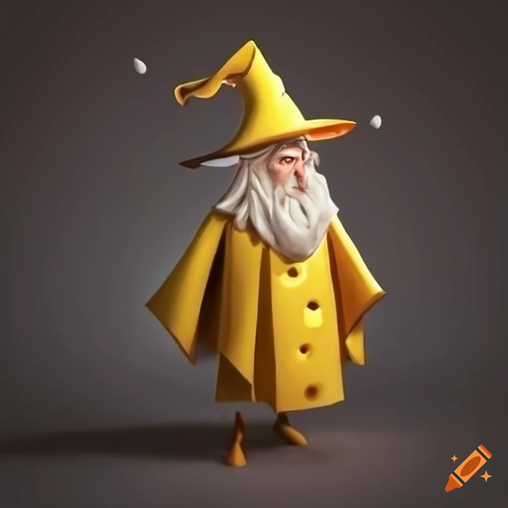 Wizard with a cheese cloak on Craiyon
