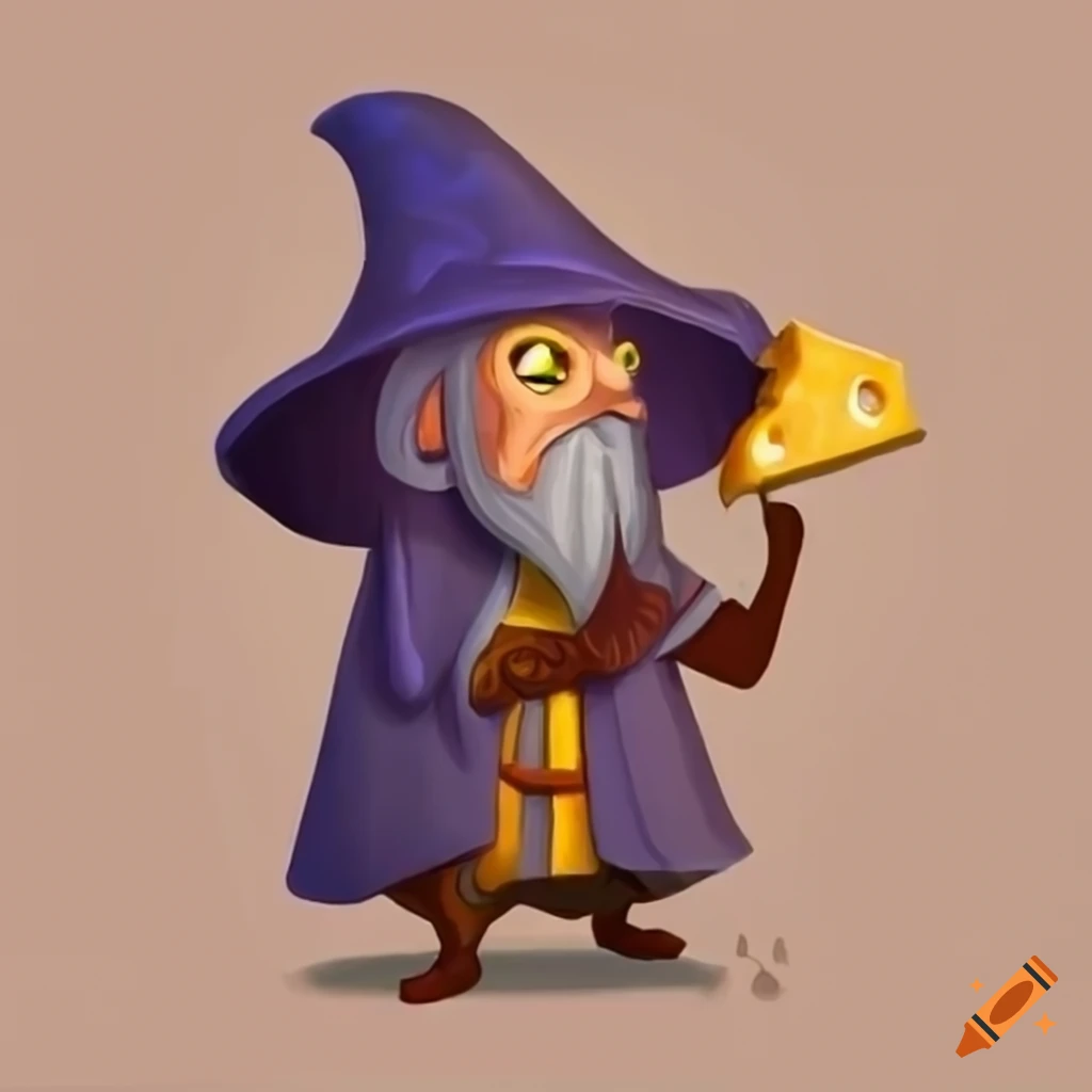 Wizard with a cheese cloak on Craiyon