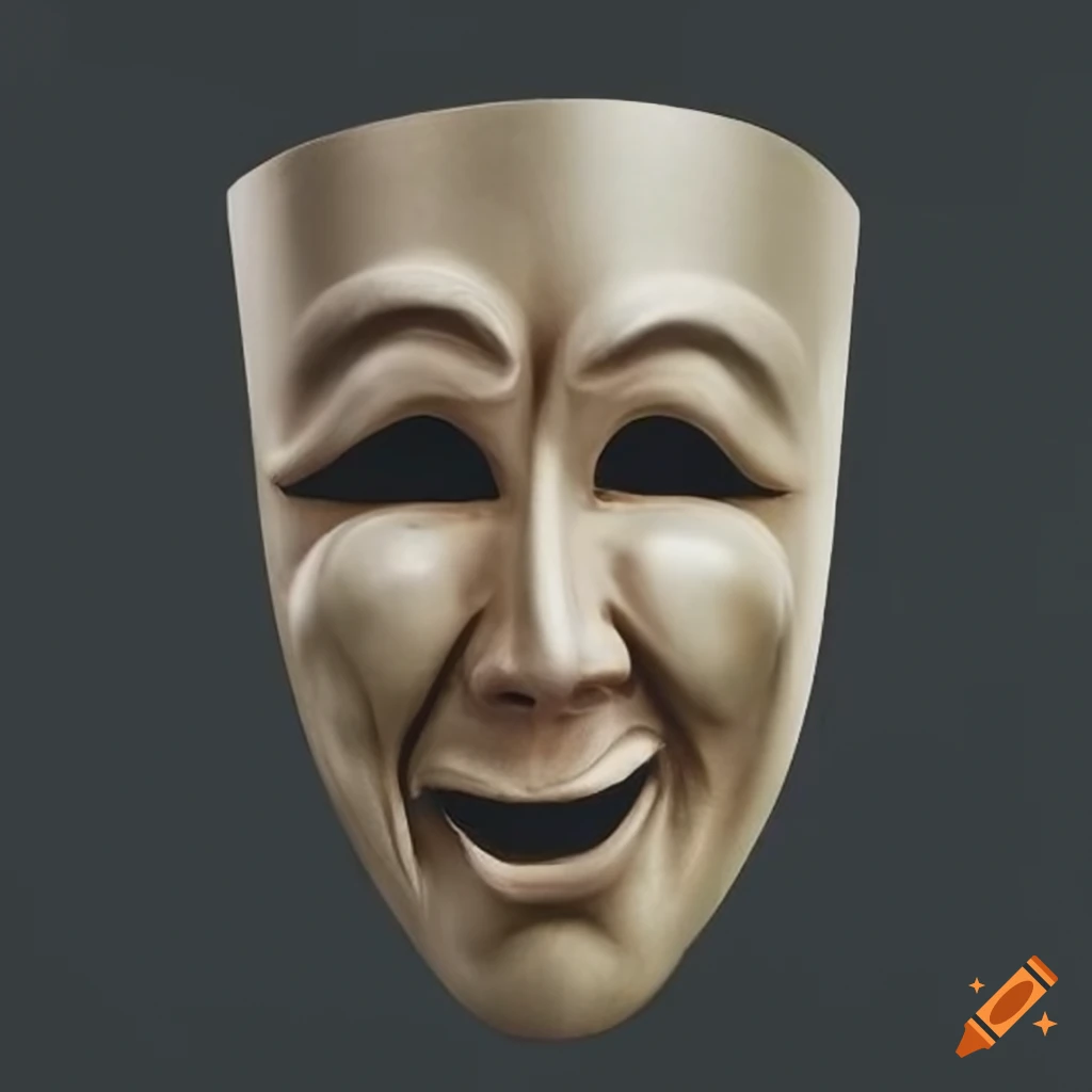 Theater mask with expressive features on Craiyon