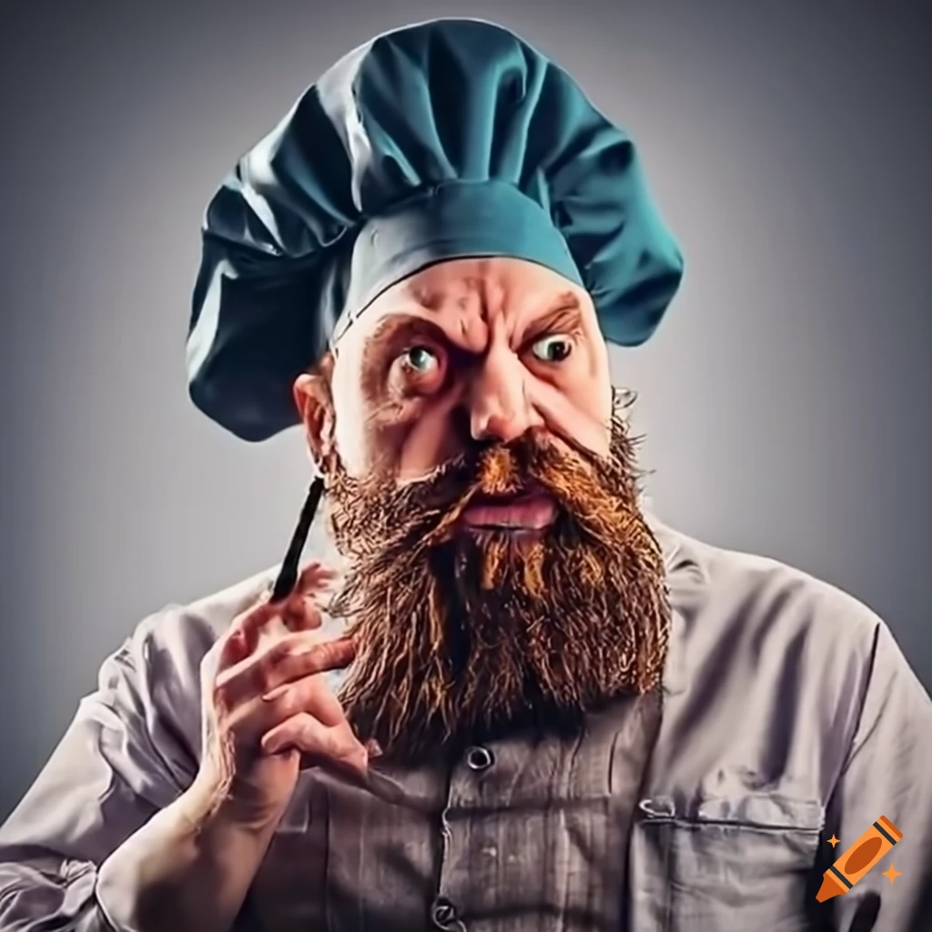 Man in chef outfit with beard experiencing vape farts on Craiyon
