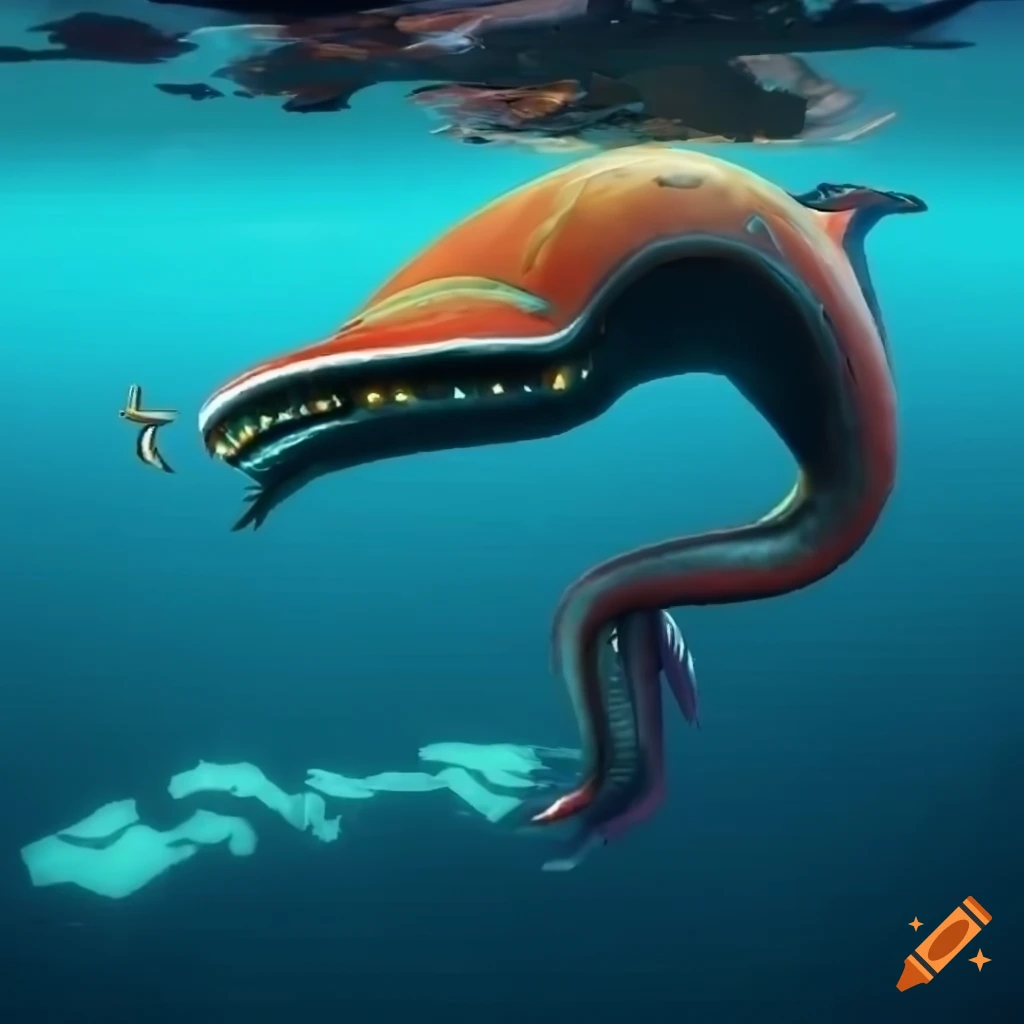 Subnautica 2 Leviathan creature in their environment on Craiyon