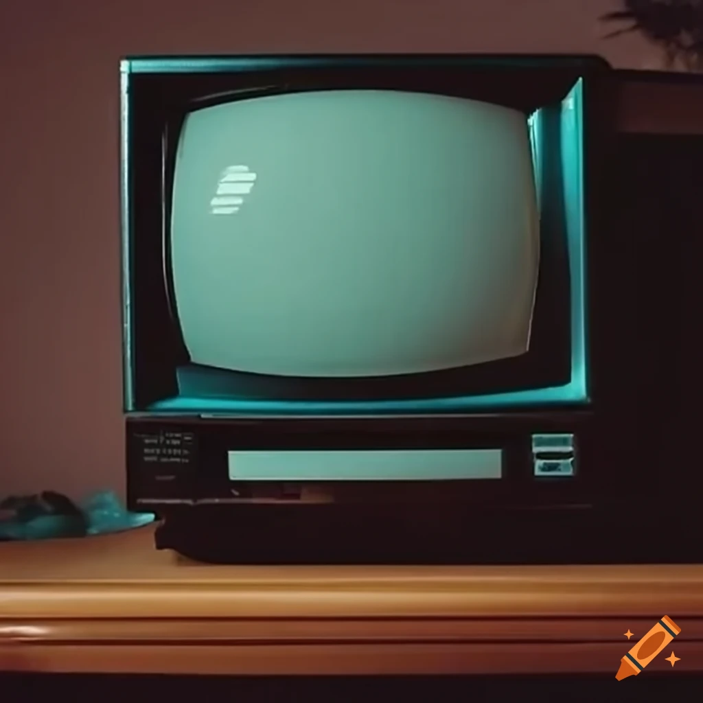 Late 90's tv/vhs setup in a slightly messy 13-year-old's room on Craiyon