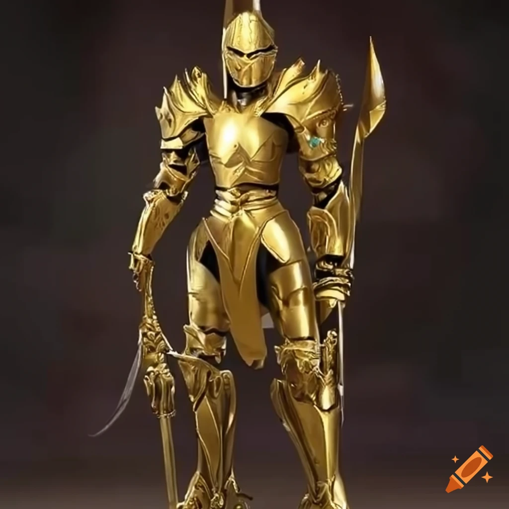 Exquisite gold knight in full armor on Craiyon