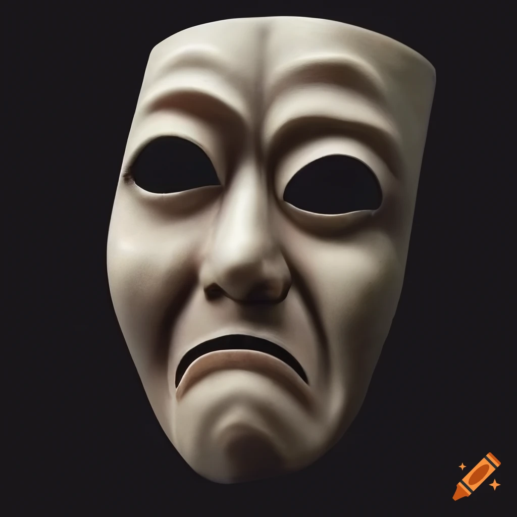 Theater mask with expressive features on Craiyon