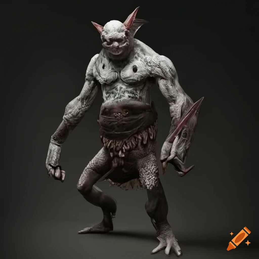 Fomorian creature with a bat-like face, bulging eye, and asymmetrical ...