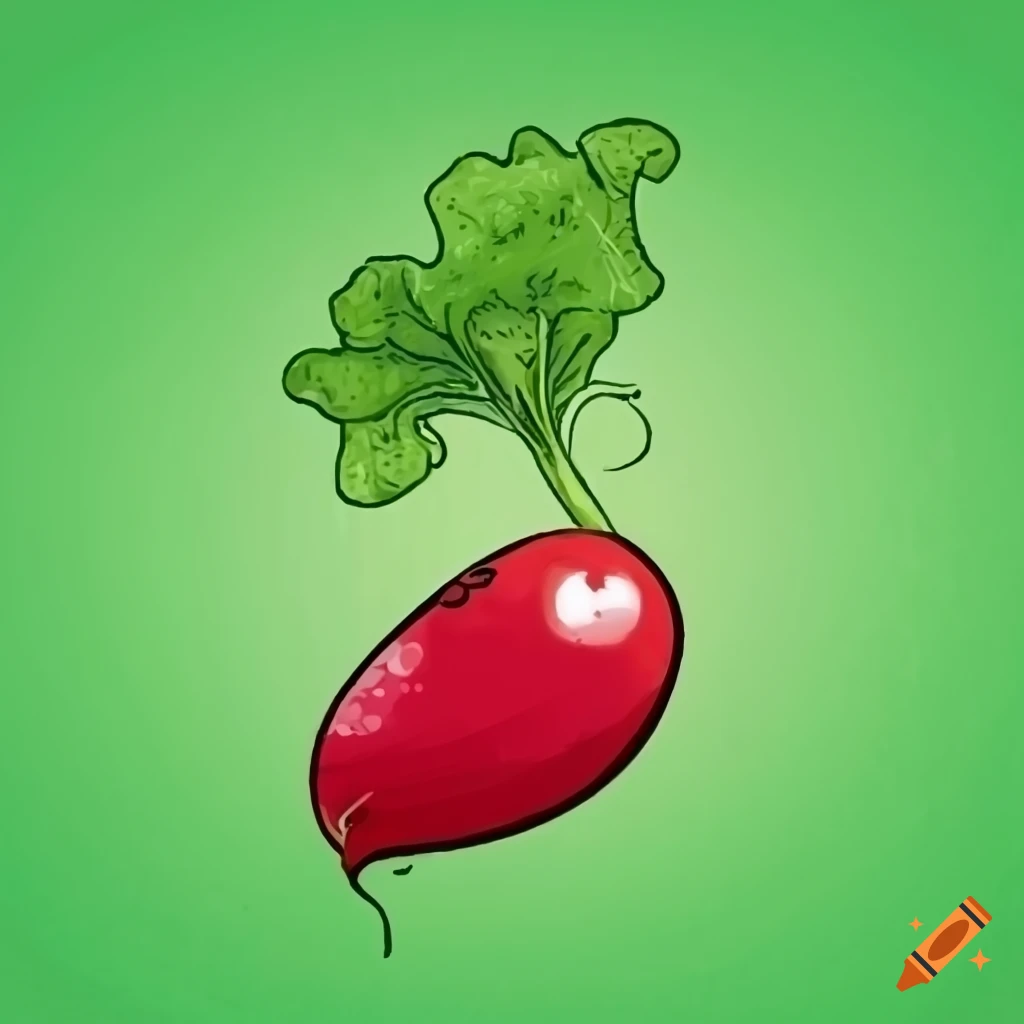 Long radish with chibi eyes in a simple drawing on Craiyon