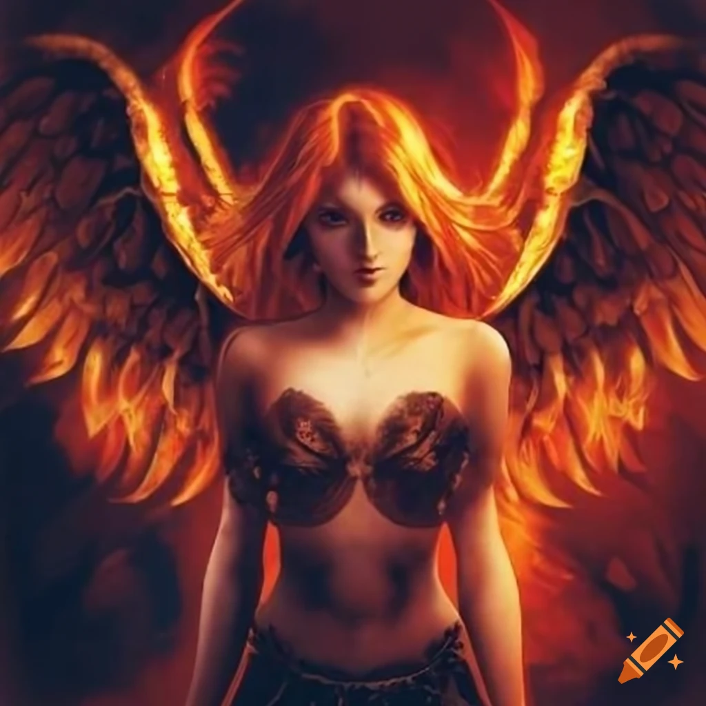 Fire angel illustration on Craiyon