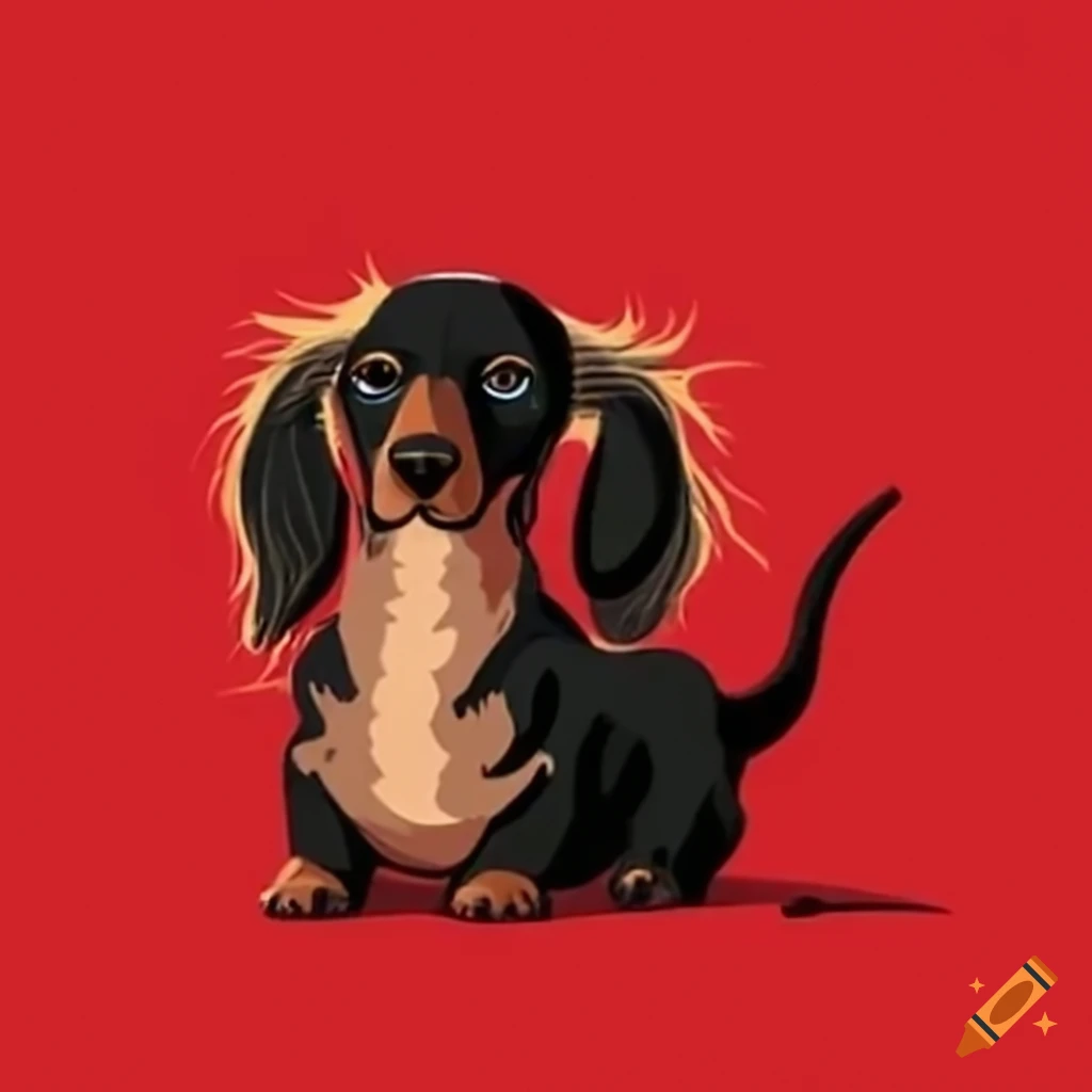 Long haired dachshund dog driving a ferrari on Craiyon