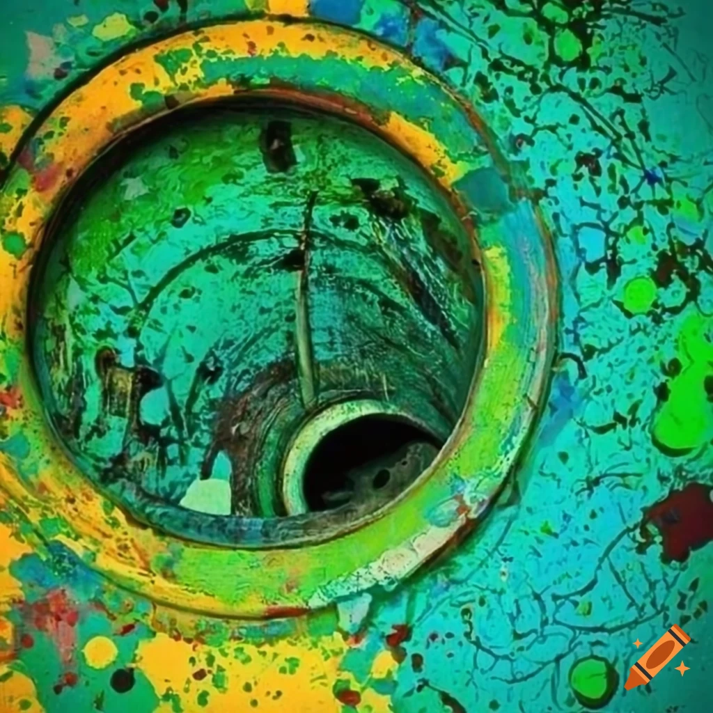 1800s french sewer in green abstract splatter paint style on Craiyon