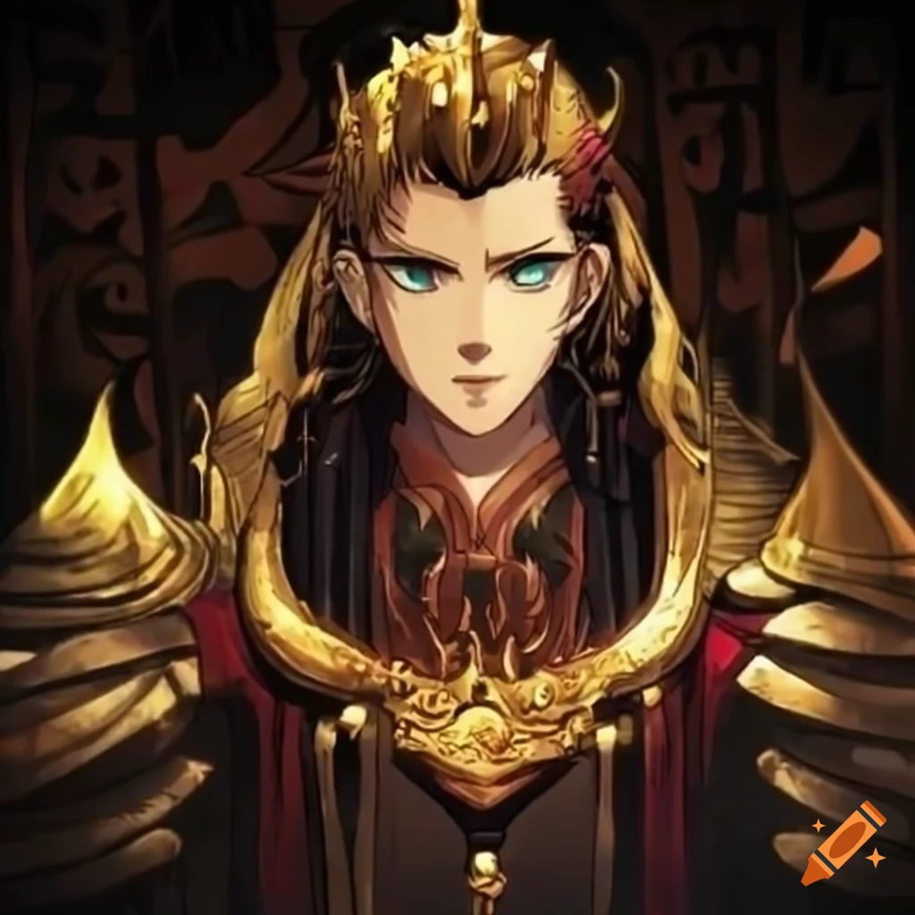 Anime depiction of an ancient king on Craiyon