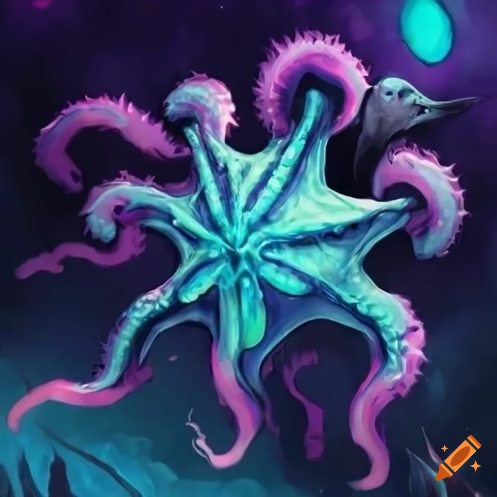 Eldritch god star fish in a fantasy setting on Craiyon