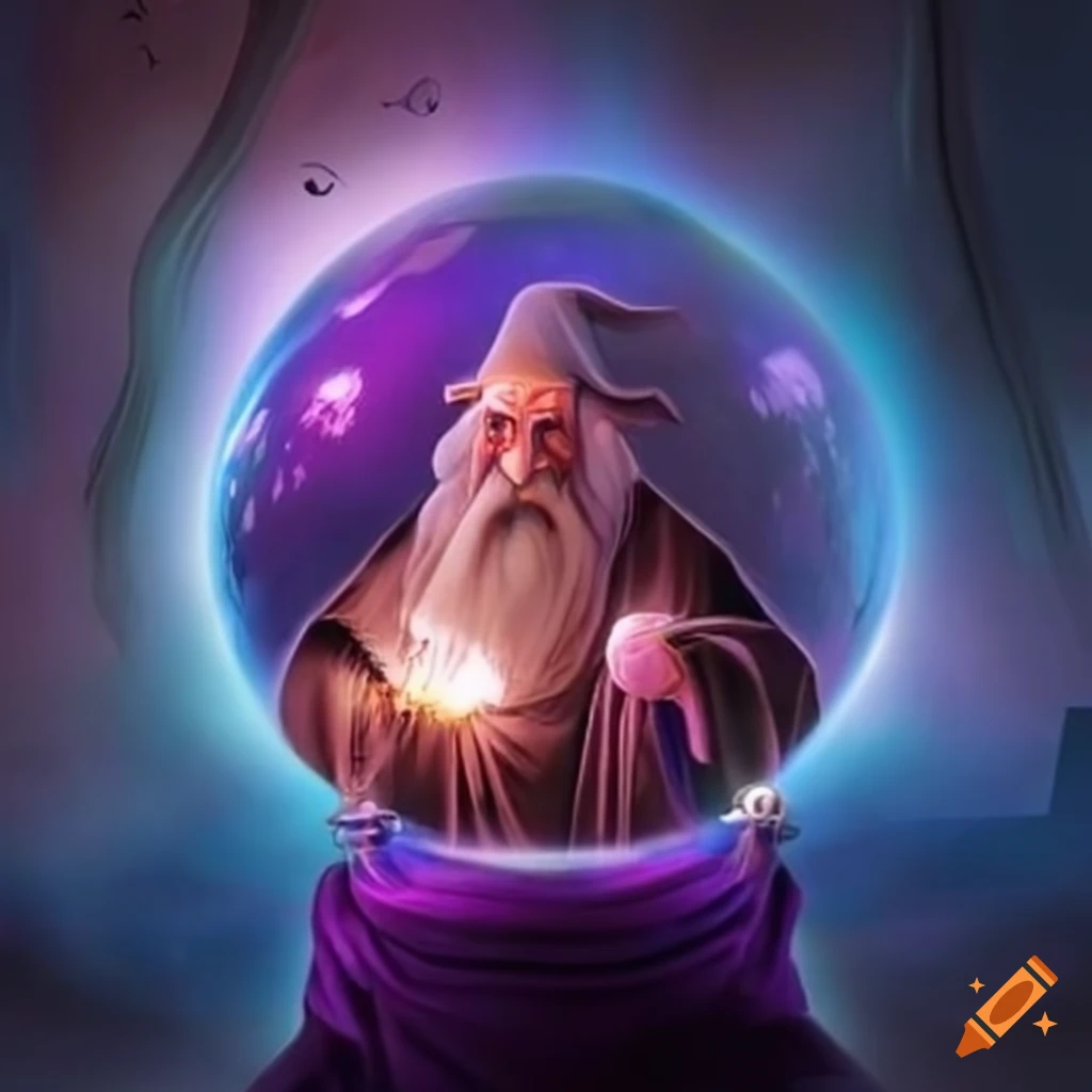 Wizard inside a crystal ball on Craiyon