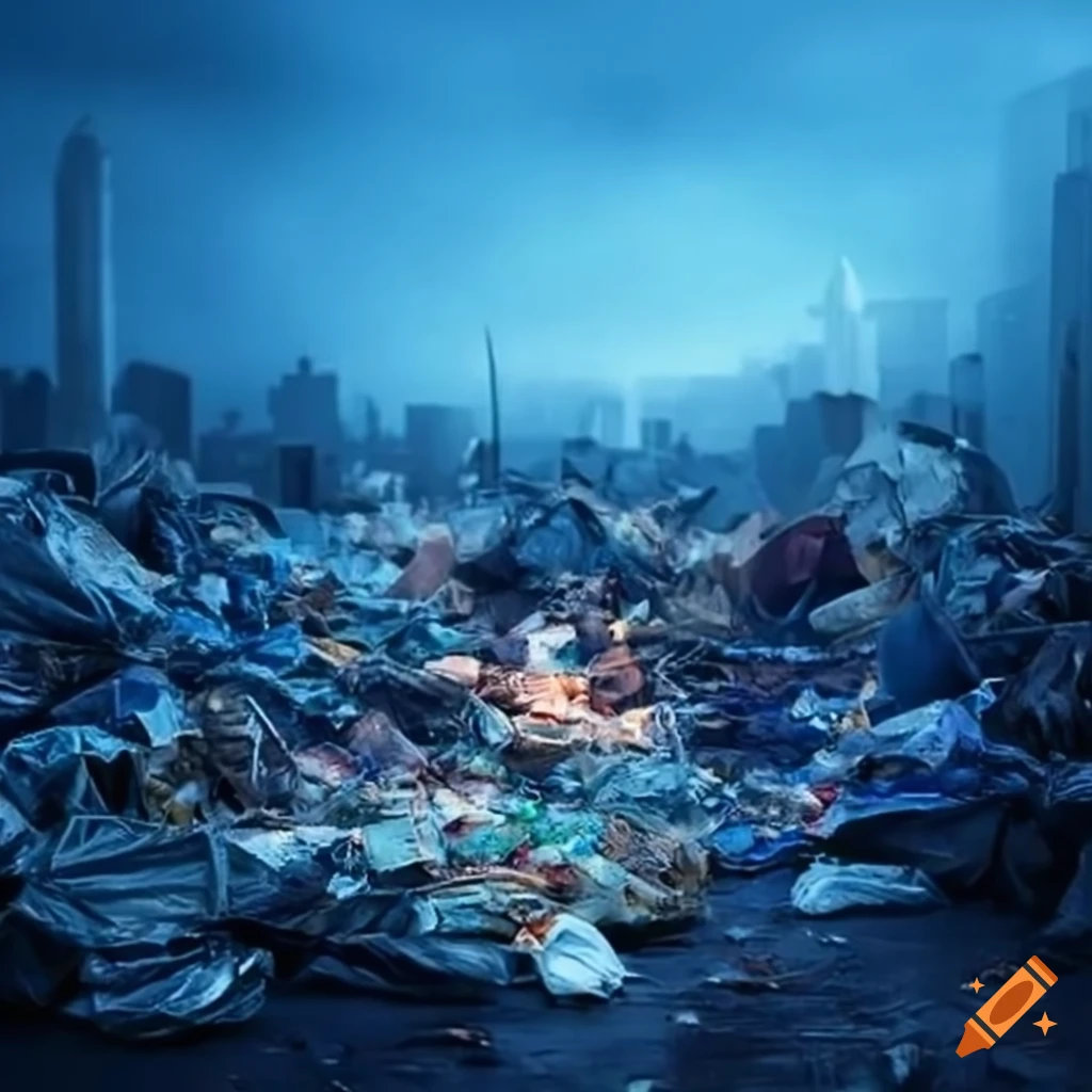 City covered in garbage on Craiyon