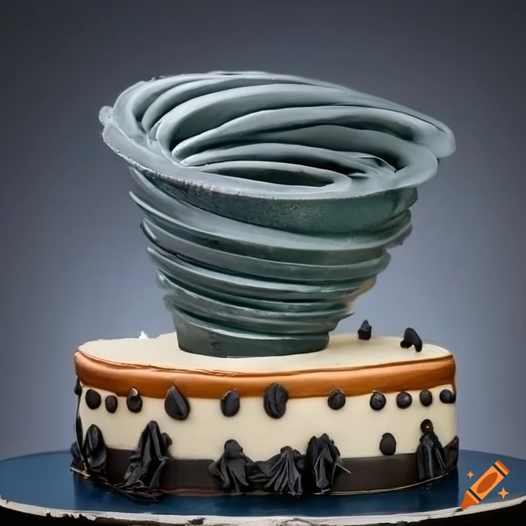 Tornado-themed cake on Craiyon