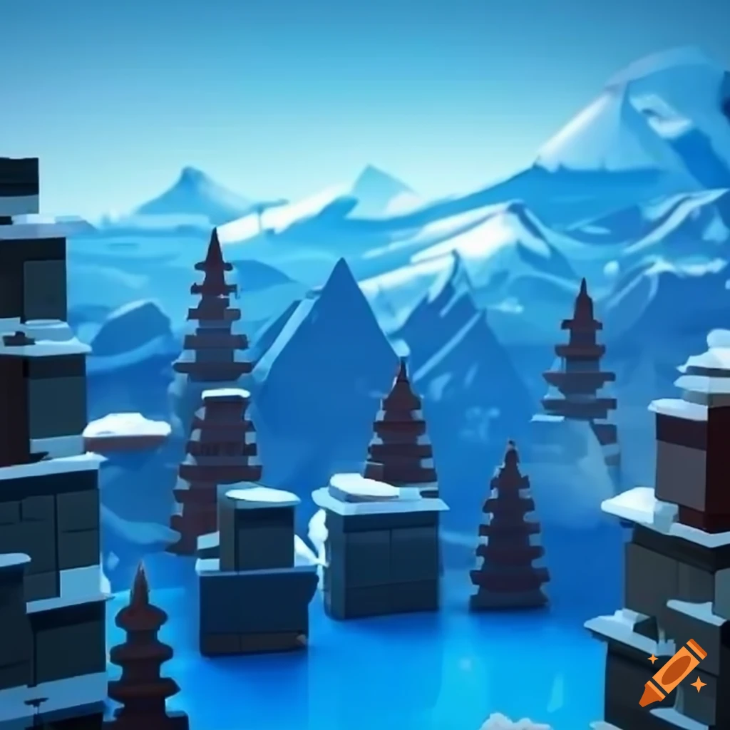 Lego snowy mountains for animation background on Craiyon