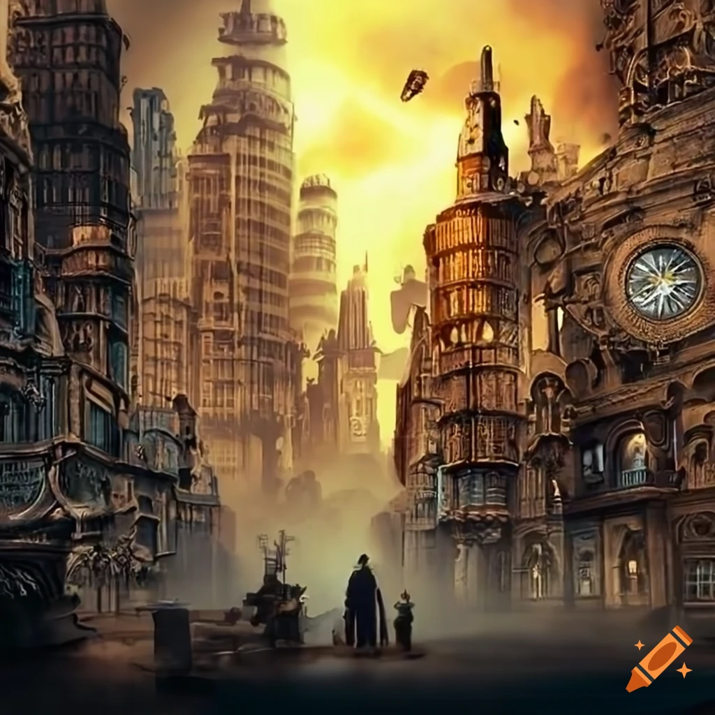 Steampunk cityscape on Craiyon