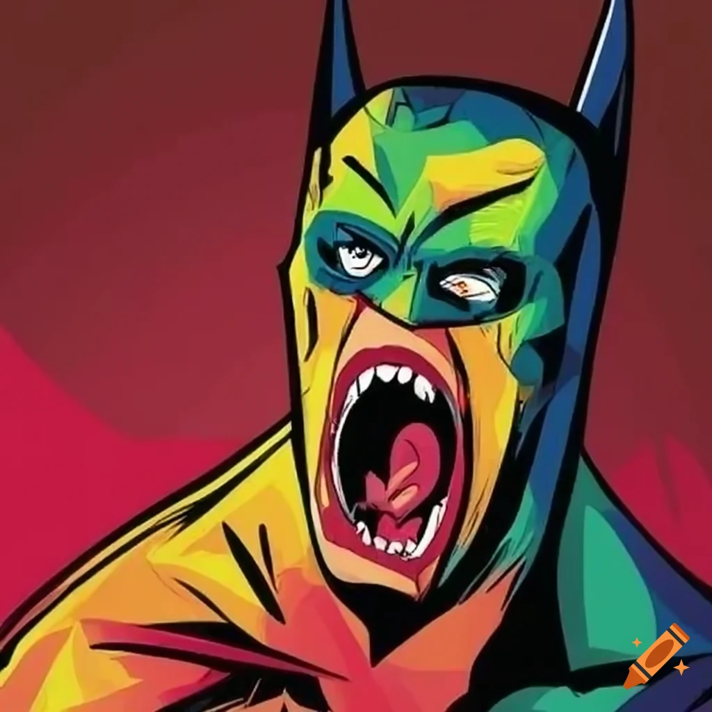 Batman shouting 'marie' in comic book artstyle on Craiyon