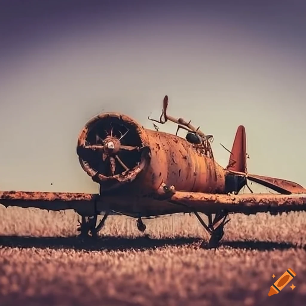 Rusty single-engine airplane on Craiyon
